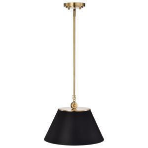 Satco 60-7411 Black Pendant Light with Vintage Brass