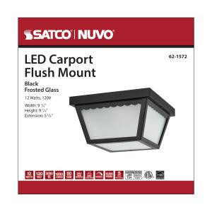 Satco 62-1572 Black Flush-Mount Light with Frosted Glass