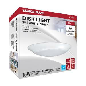Satco 62-1801 | 7" White Flush-Mount Disk Light