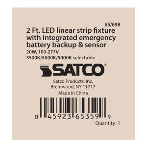 Satco 65-698 White Strip Light with Integrated Battery Backup & Sensor