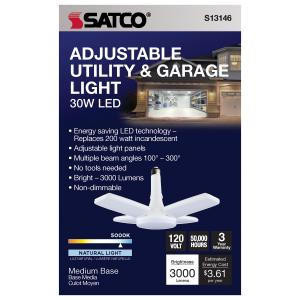 Satco S13146 | 30W LED Garage Utility Light Bulb - 5000K