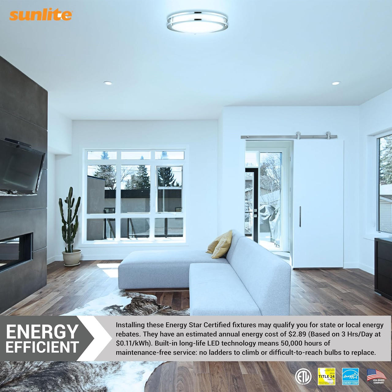 Sunlite 87796-SU | Brushed Nickel LED Ceiling Double Band