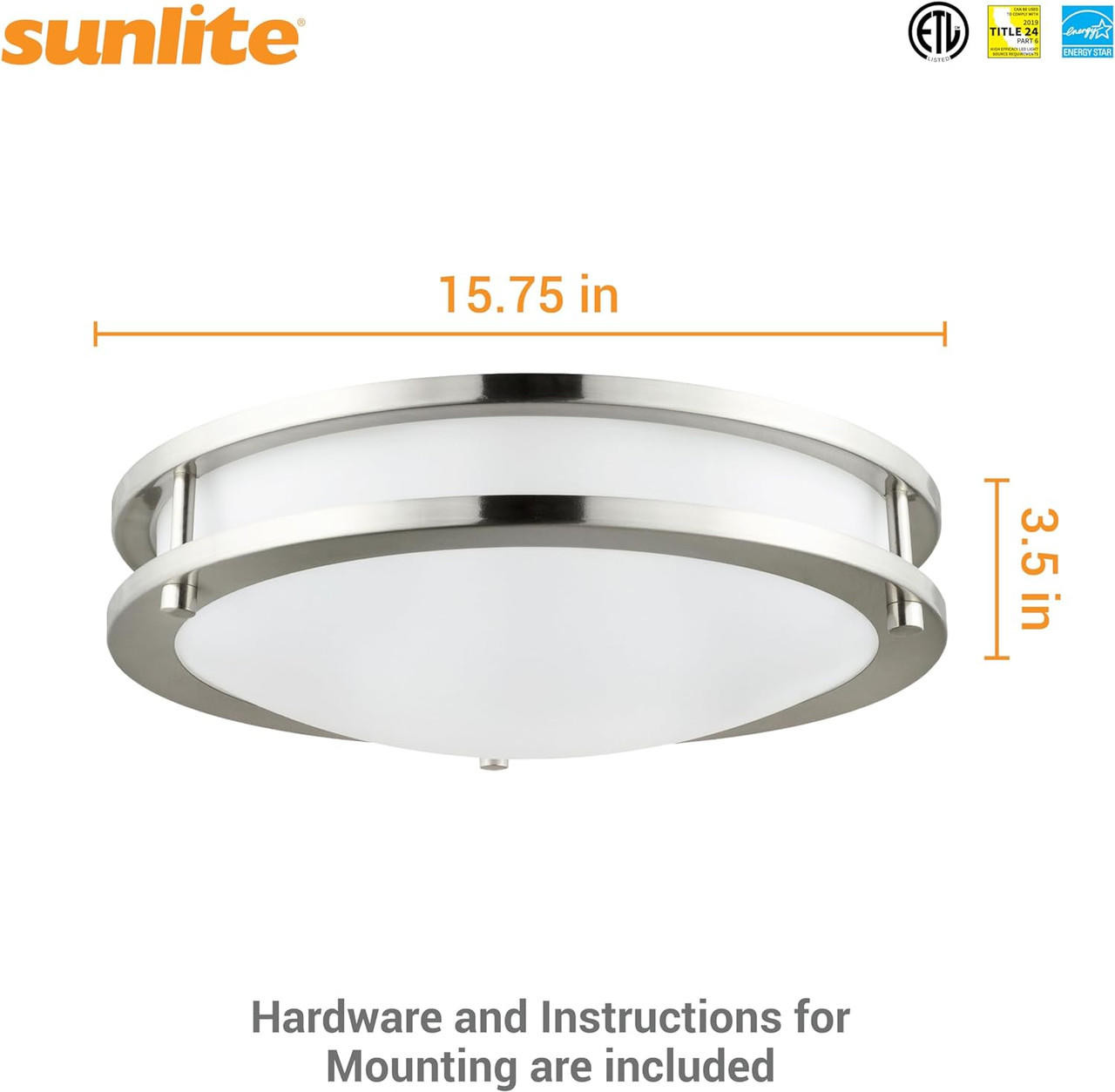 Sunlite 87796-SU | Brushed Nickel LED Ceiling Double Band
