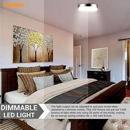 Sunlite 49154-SU | Brushed Nickel Round Ceiling Light Fixture
