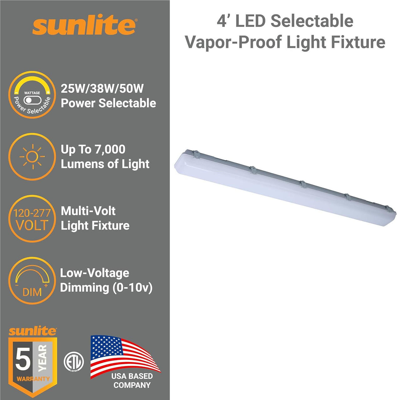 Sunlite 85260-SU | 4ft Vapor Proof Light Fixture