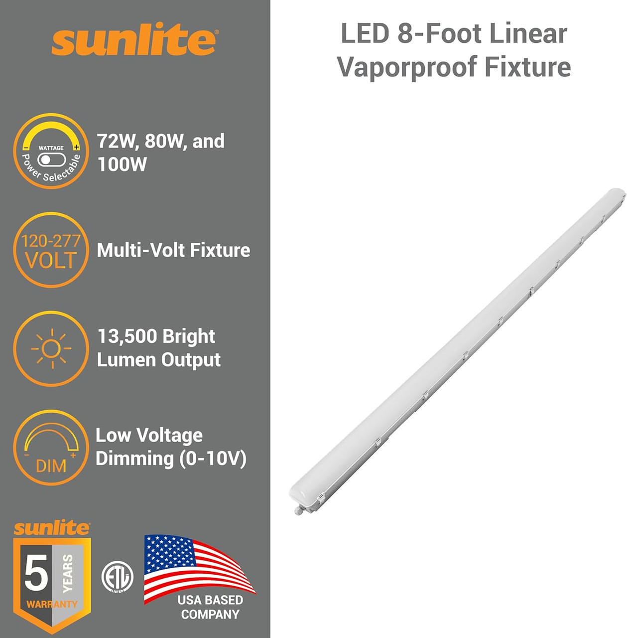 Sunlite 85261-SU | 8ft Vapor Proof Light Fixture