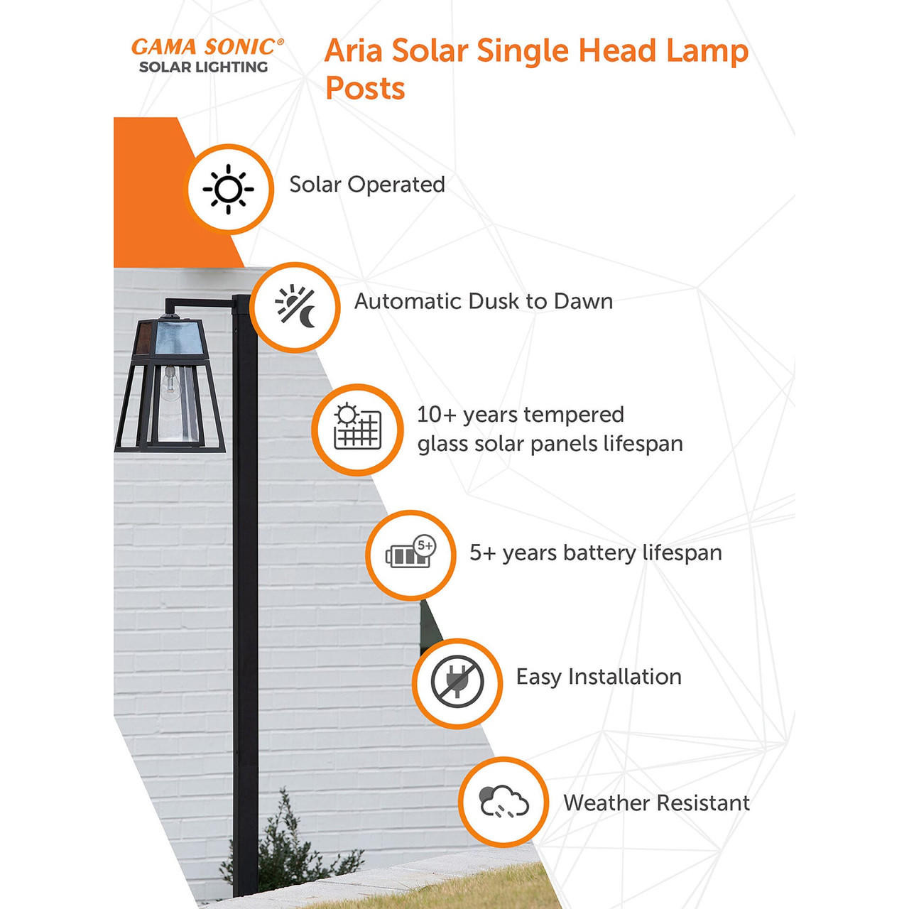 Gama Sonic 66B50001 | Aria Solar Post Light - Single
