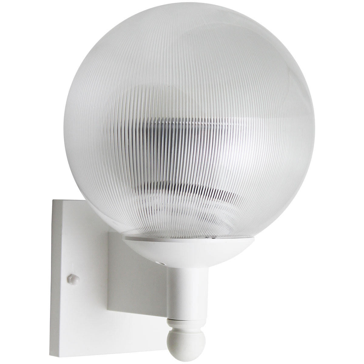 Clear Prismatic Globe Outdoor White Wall Lantern Light Fixture