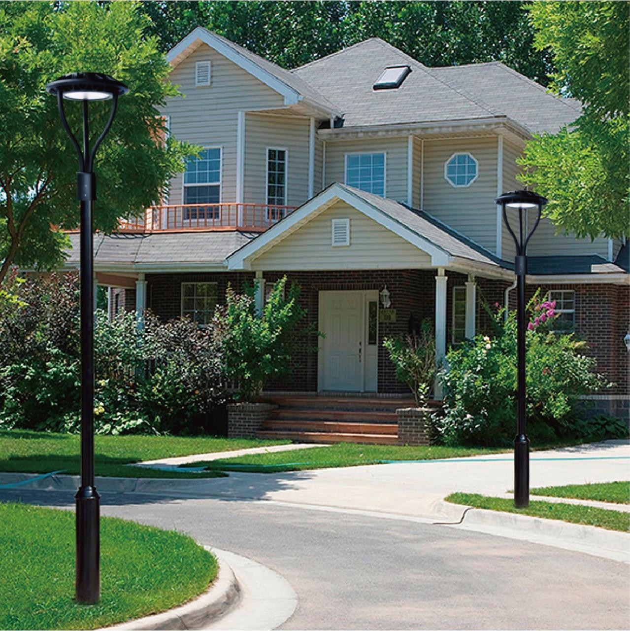 Black Outdoor Dark Sky Street LED Pole Light | 3" Post Mounting