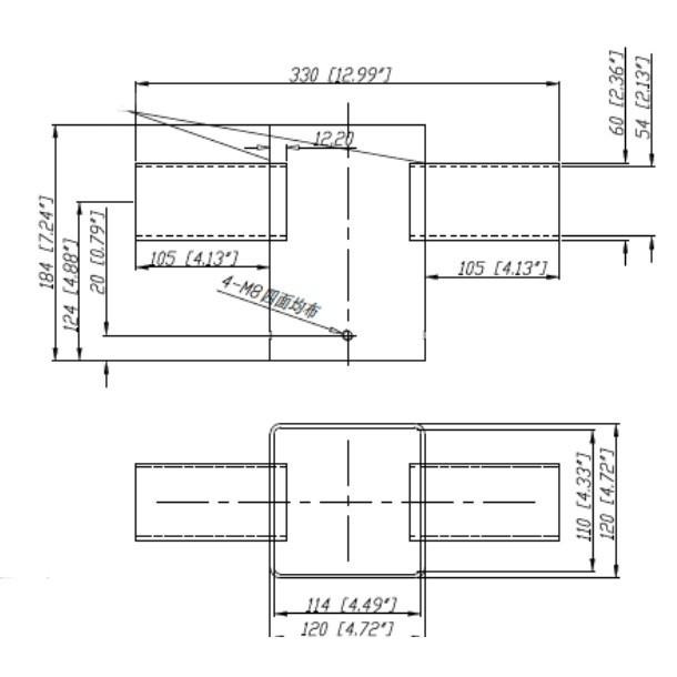 Horizontal Double 180° Tenon Spoke Bracket for 4" Square Poles