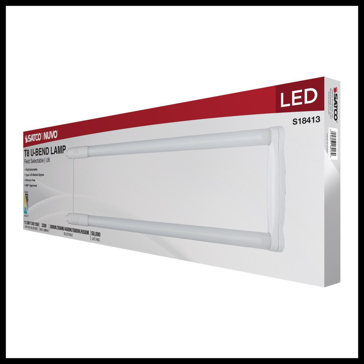 Satco S18413 - 15T8/U6/LED/5CCT/DUAL - T8 LED U-Bend Retrofit