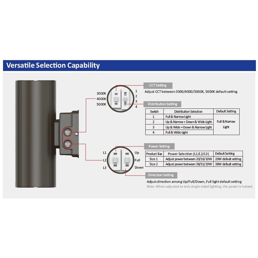 Up/Down LED Cylinder Wall Fixture with Photocell - Bronze