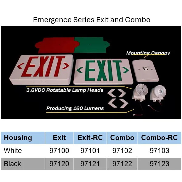 Halco 97120 - Black LED Exit Sign - Green & Red Letters - 120-277V