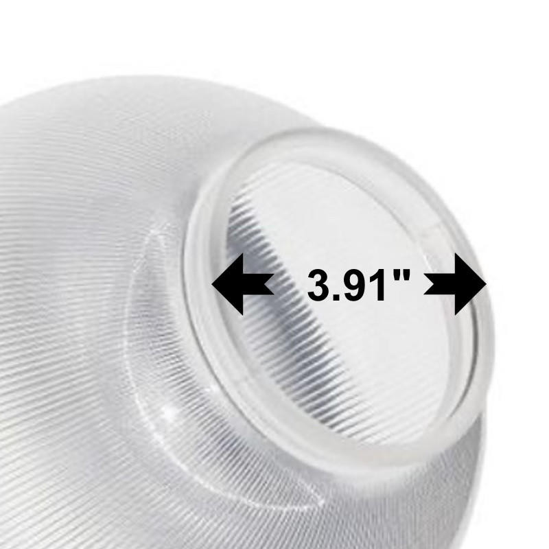 12" Clear Prismatic Globe Light Cover | 4" Neck Base