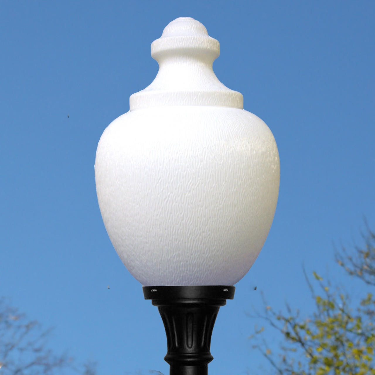 White Acorn Decorative Post Street Light with Medium Socket