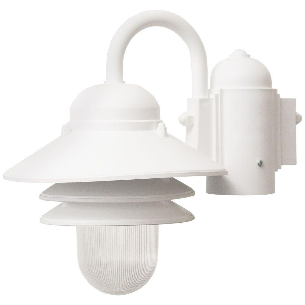 White Nautical Plastic Lamp Post Top Light with E26 Medium Socket