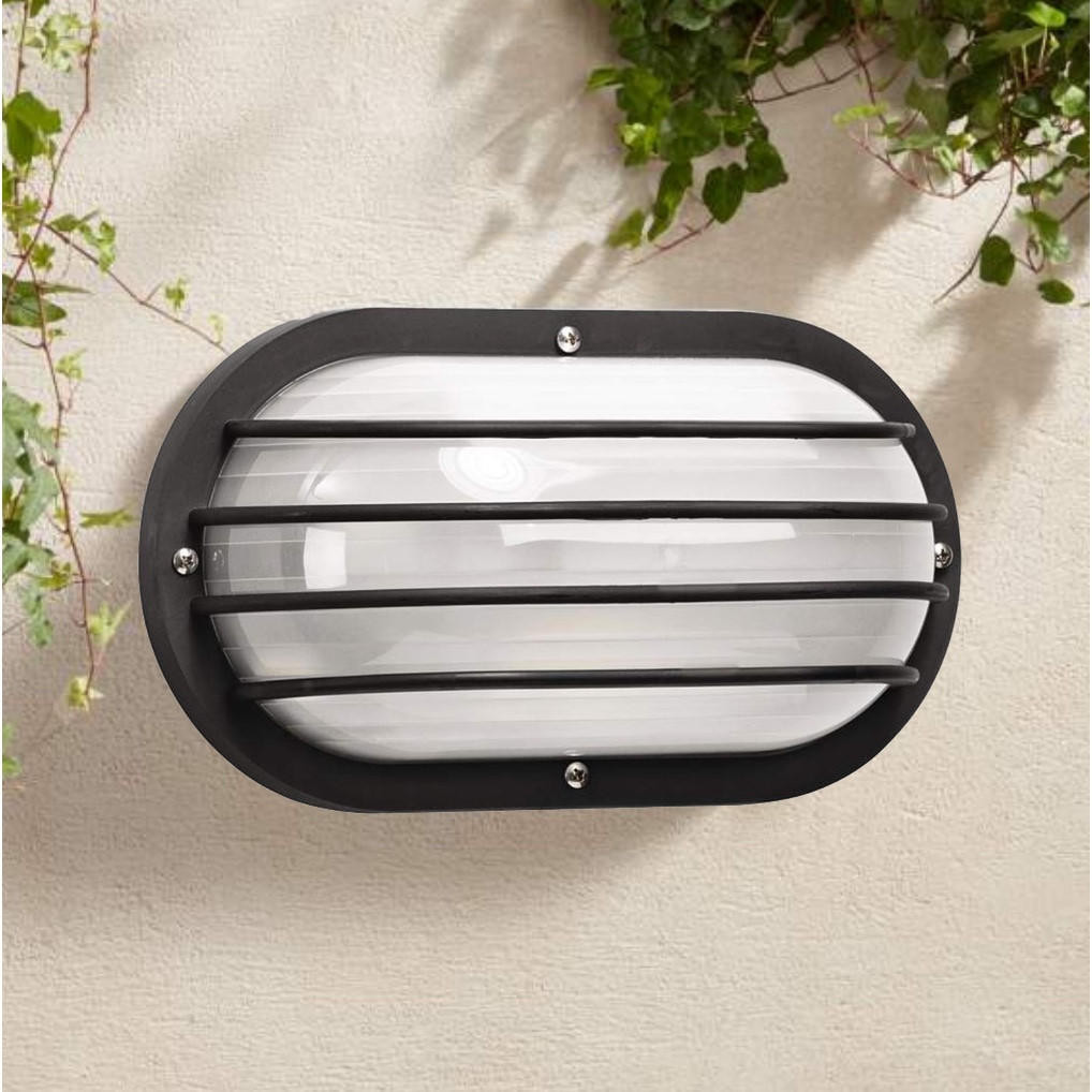 White Oval Outdoor Nautical Plastic Bulkhead Wall Light Fixture