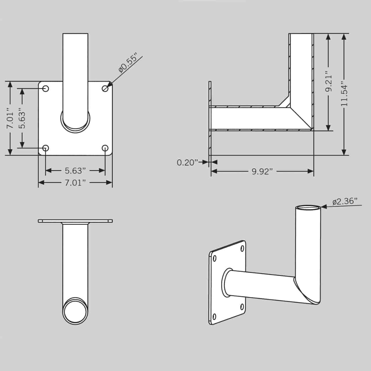 Keystone KT-WMT-S90 | 90° Wall Mount Tenon Fixture L Bracket