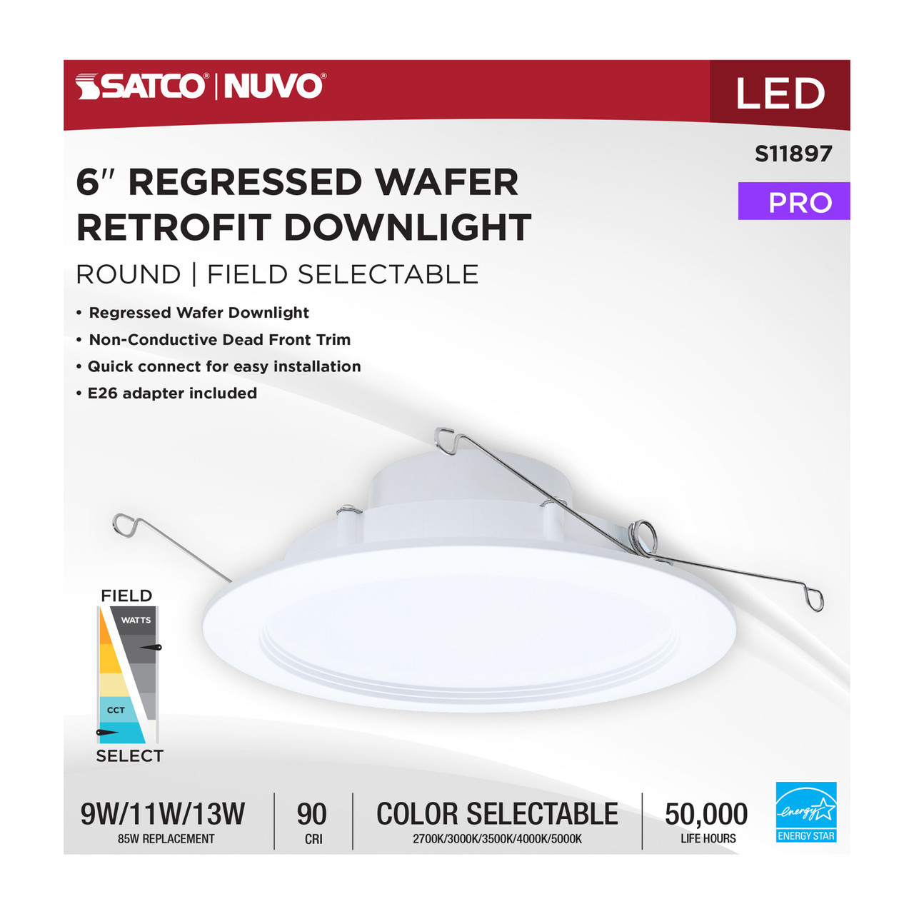 Satco S11897 6" LED Downlight Retrofit | Energy-Efficient
