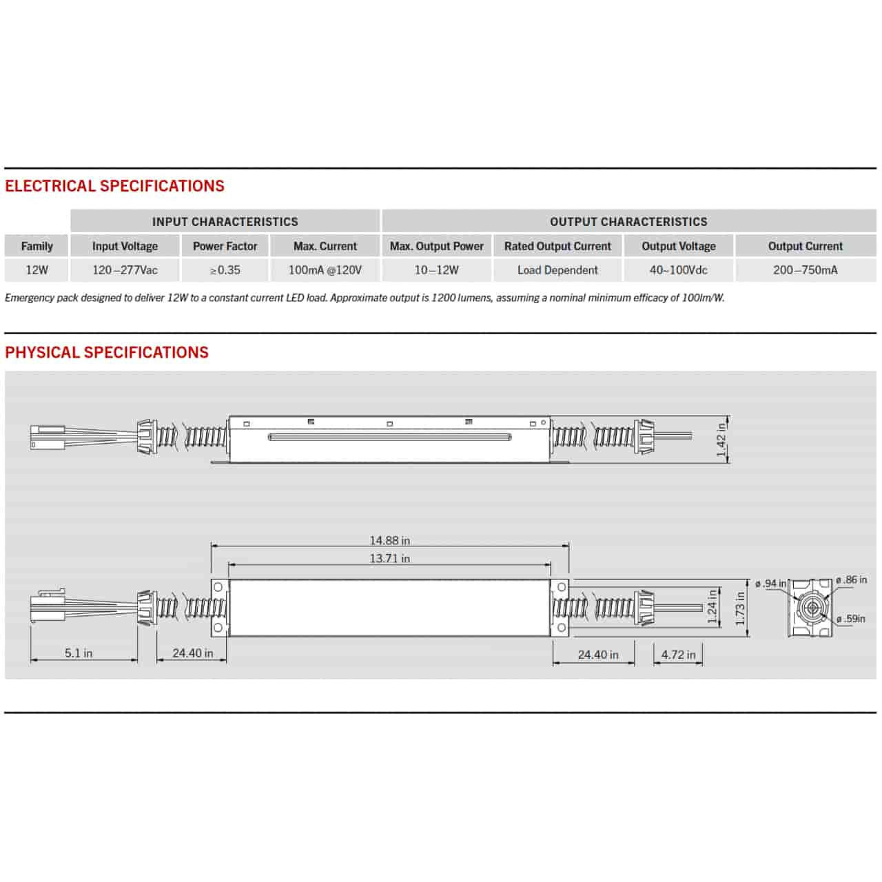 Keystone KT-EMRG-LED-12-1200-AC /DF | Emergency LED Driver