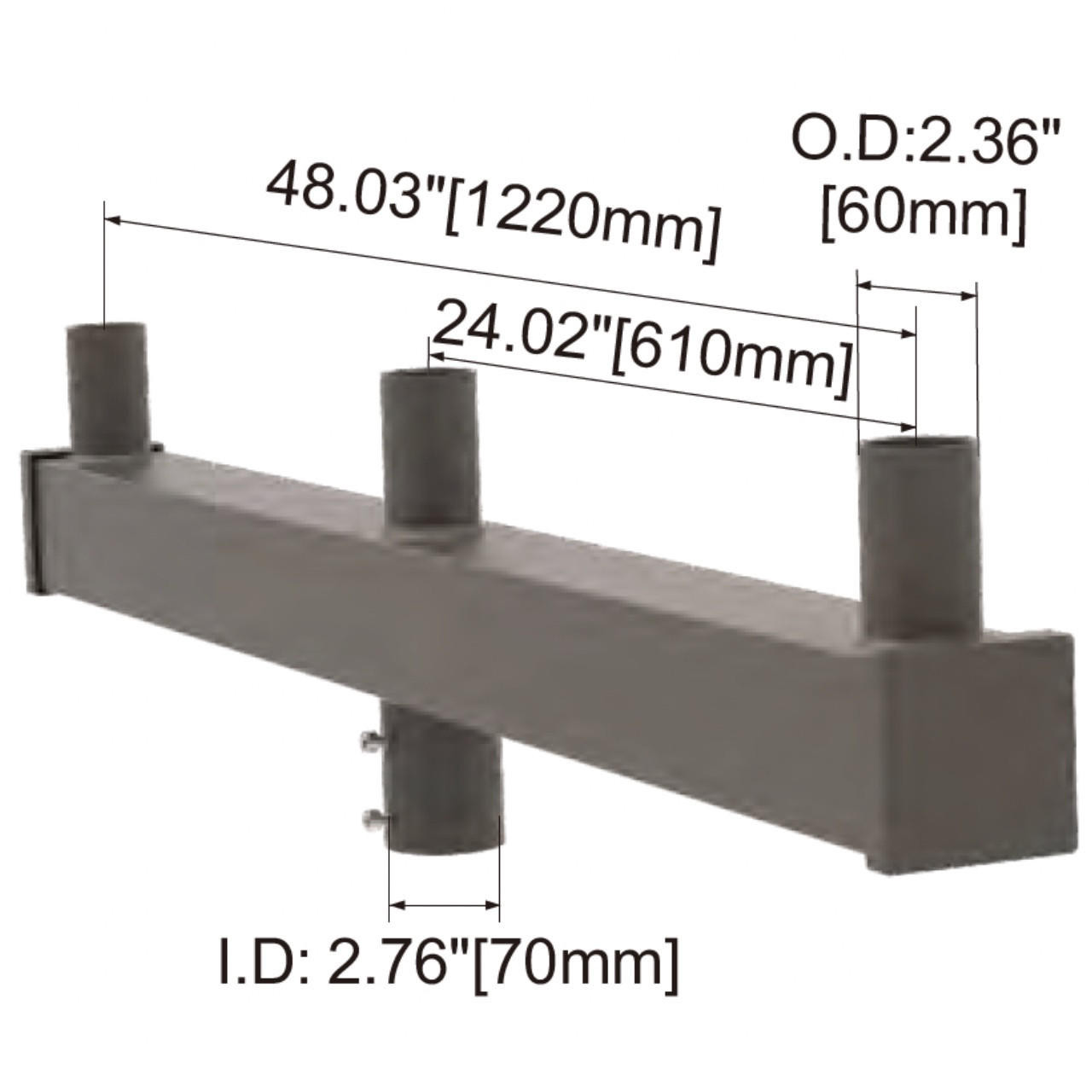 Low Profile Bullhorn Tenon Bracket | For Mounting 3 LED Lights