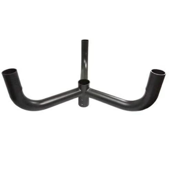 Bronze Low Profile Straight Arm Double Bullhorn 2 Light Pole Bracket