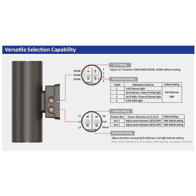 Up/Down LED Cylinder Wall Fixture with Photocell - Bronze