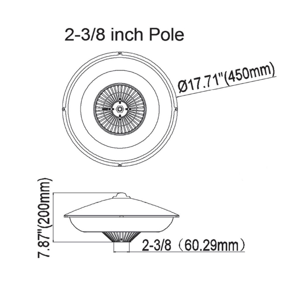 Round 2-3/8 Tenon Mount LED Street Light Post Top Fixture | 5000K