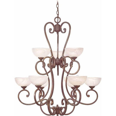 Volume V7179-22 | Prairie Rock Chandelier with Alabaster Glass