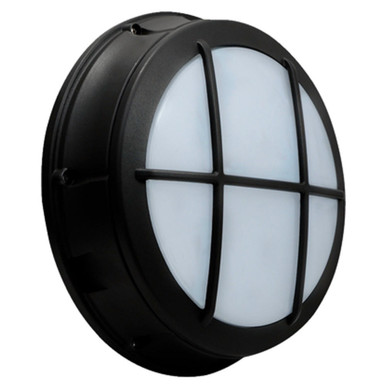 LBS Lighting | Round Grid Outdoor Bulkhead, Emergency Backup
