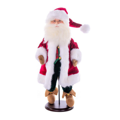 Vickerman KV210718 | 18" Red Plaid Velvet Santa Doll w Stand