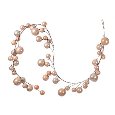 Vickerman N222858 | 10ft Rose Gold Pearl Branch Ball Garland