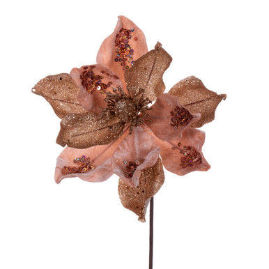 Vickerman QG211058 | 15" Rose Gold Dlx Magnolia 8" Flwr 6/bag