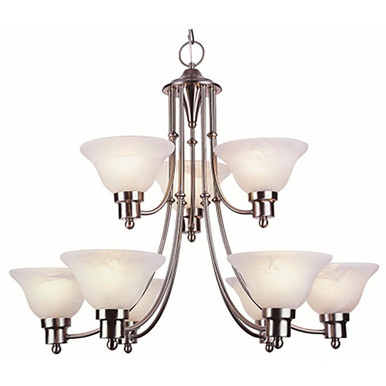 Trans Globe 6549 BN | Perkins 9-Light Two-Tier Chandelier