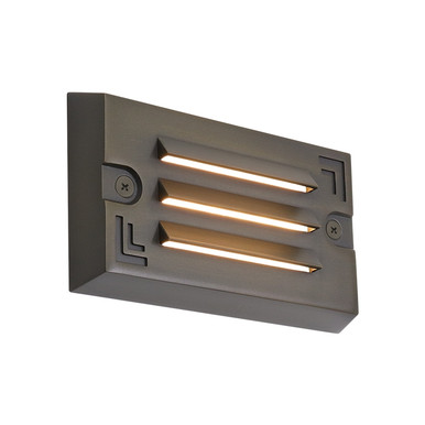 5" Rectangle Louvered Brass Step Light – Outdoor 12V LED