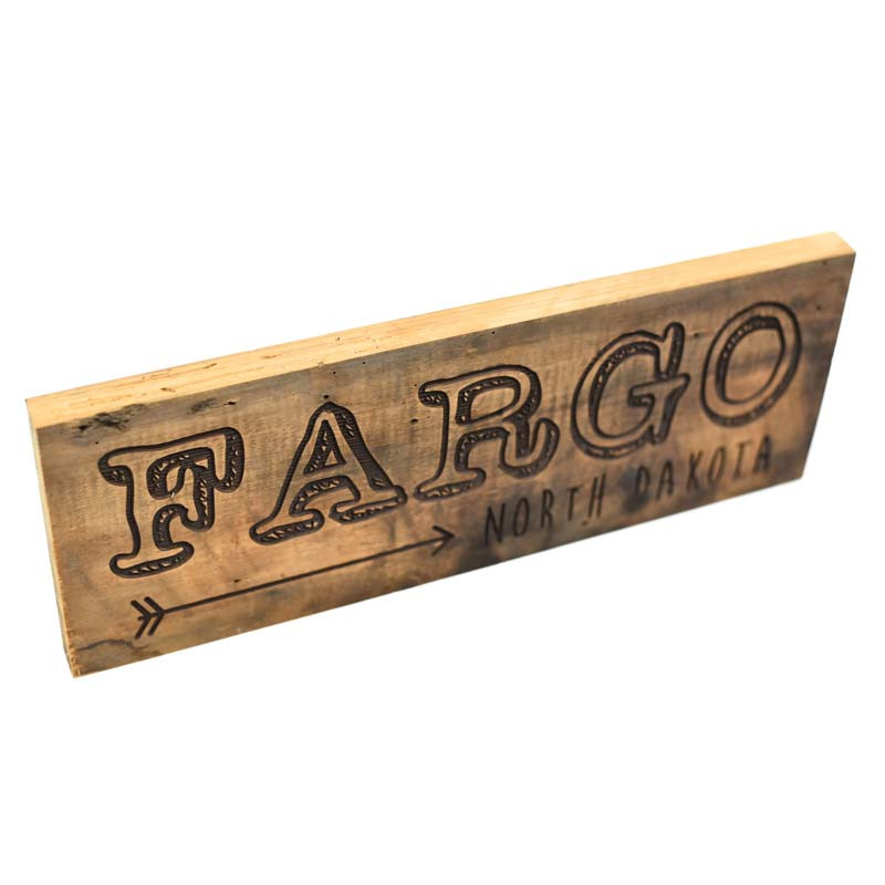 Fargo ND Sign - Reclaimed Wood | Laser Engraved Wood Fargo Sign