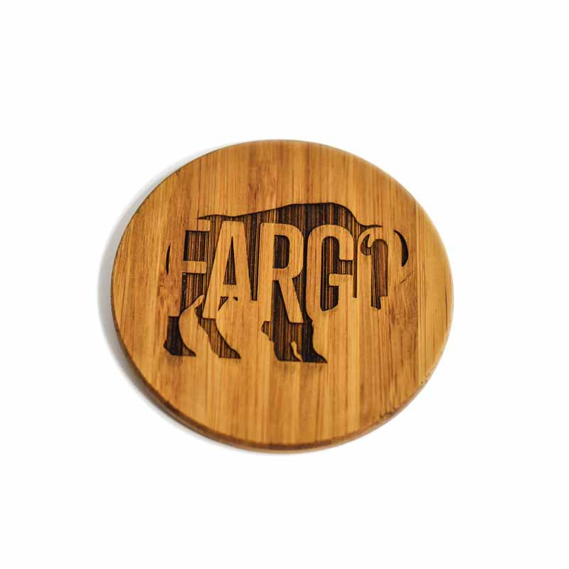 Round Bamboo Fargo Bison Coasters