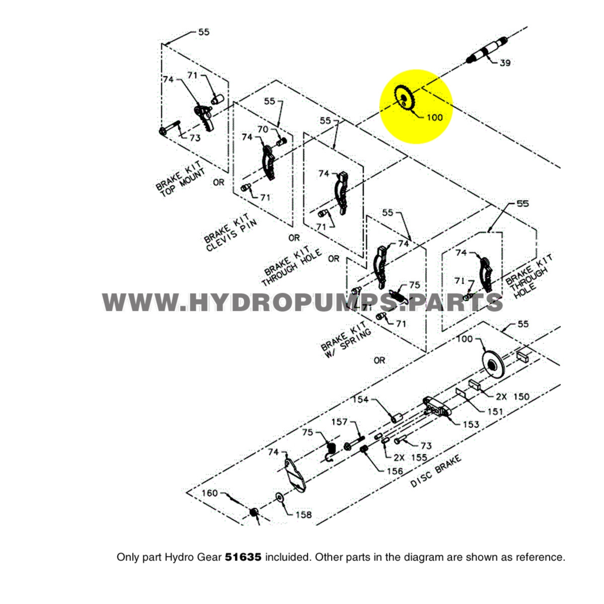 Hydro Gear 51635 Disc Cog Brake OEM | Hydro Pumps Parts