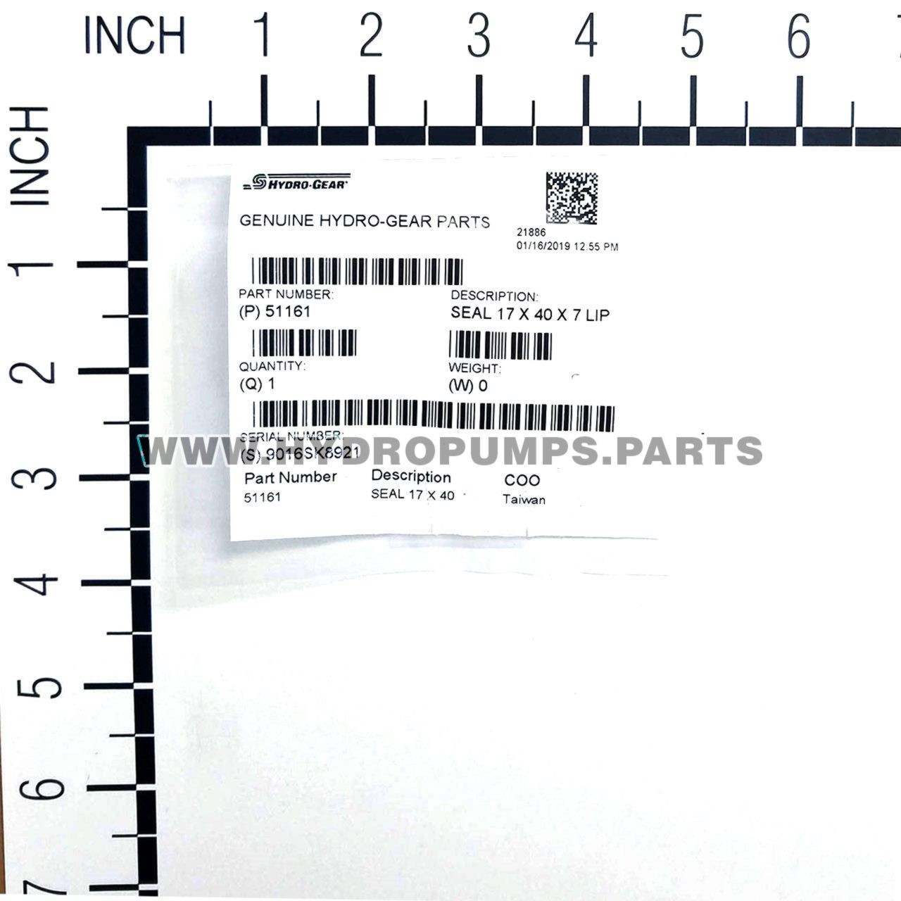 HYDRO GEAR 51161 Seal 17 X 40 X 7 Lip - Genuine part