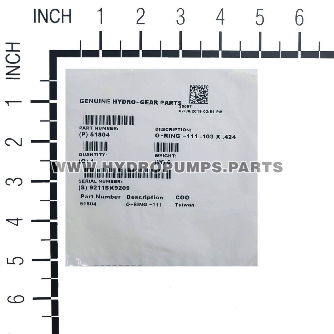 Hydro Gear 51804 O-Ring 111 OEM | Hydro Pumps Parts