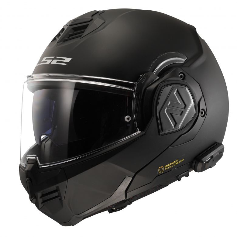 LS2 Advant Noir Modular Helmet with Built-in Cardo Bluetooth ...