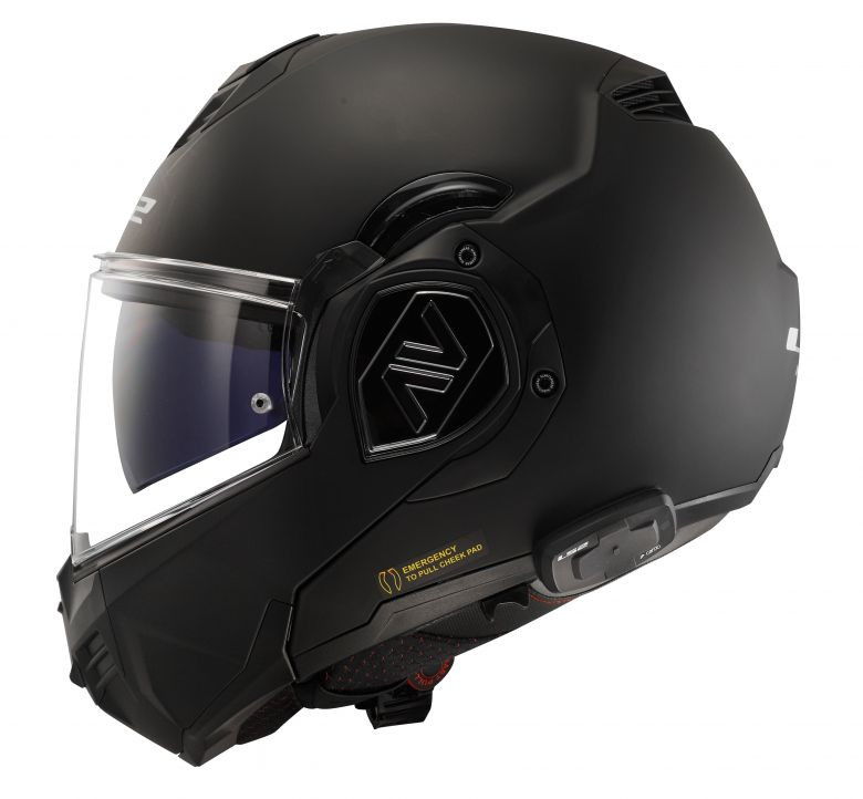 LS2 Advant Noir Modular Helmet with Built-in Cardo Bluetooth ...