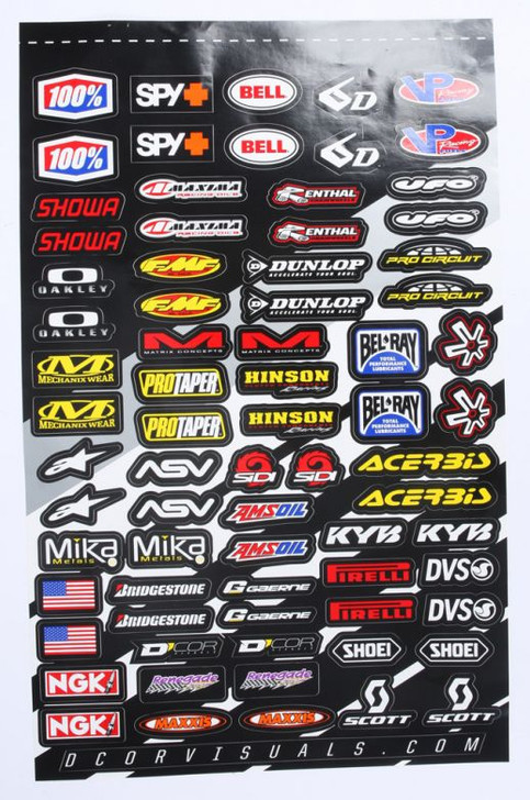 DCor MX Logos 2 Sticker Sheet - Motorcycle Closeouts by Rider Approved LLC
