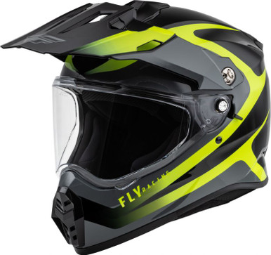 Fly Racing Trekker Pulse Gloss Black/Hi-Vis Helmet - Motorcycle ...