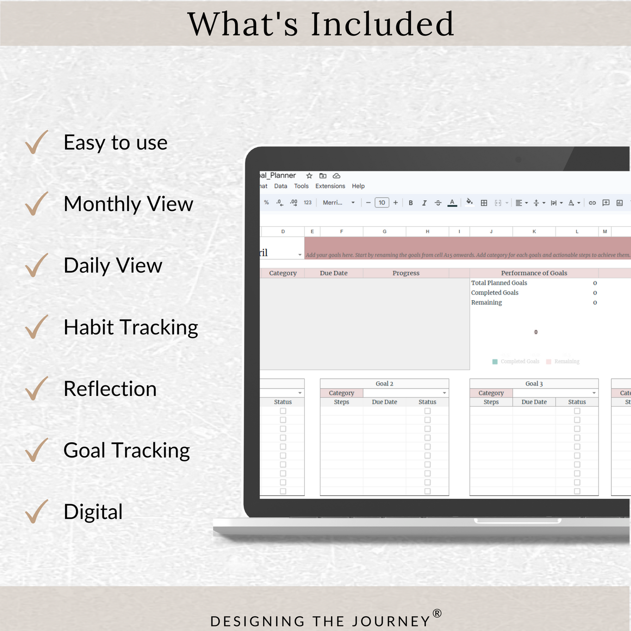 Whole-being Goal Planner Google Sheet - Designing the Journey