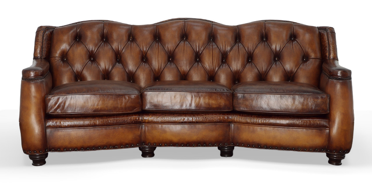 Chatsworth Leather Sofa in Maestro Hand antique American Heritage Custom Leather