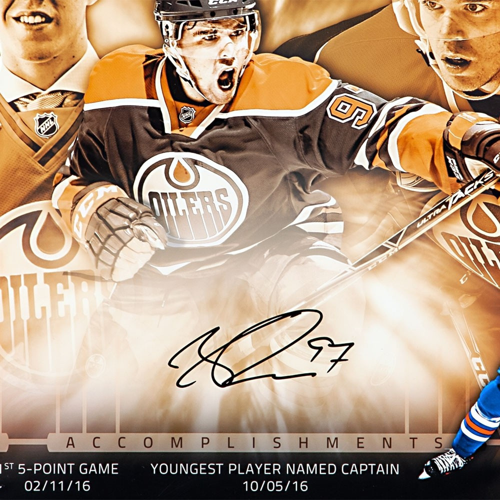 CONNOR McDAVID Edmonton Oilers Autographed "Accomplishments" 36" x 15 ...