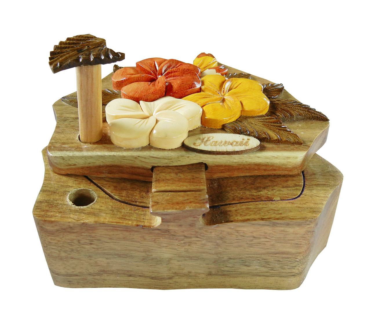 Three Hibiscus Puzzle Box - Aloha Wood Art