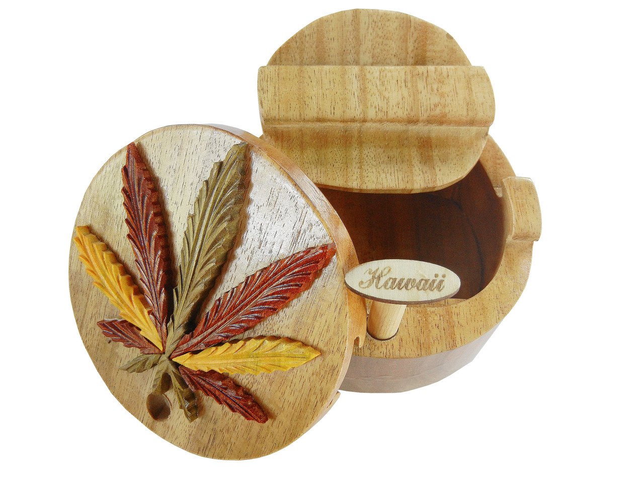 Circle Cannabis Leaf Puzzle Box - Aloha Wood Art