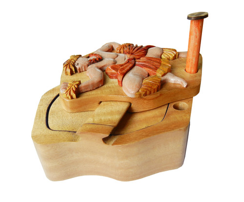 Male Hula Dancer Puzzle Box - Aloha Wood Art